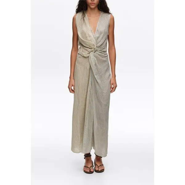 Bimba Y Lola Striped Ruched Knot Dress