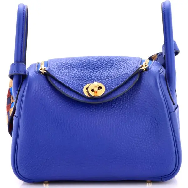 Hermès Lindy Quadrille Bag Clemence With Canvas Mini - Blue