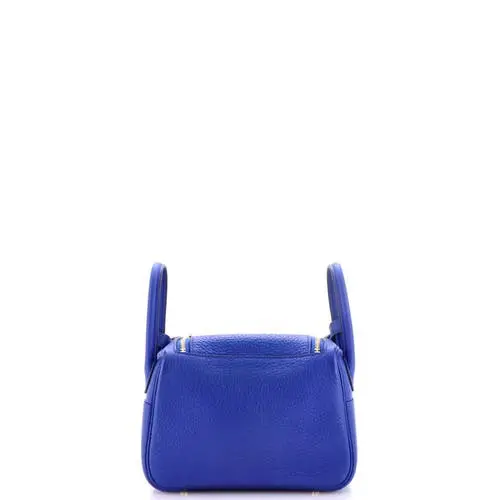 Hermès Lindy Quadrille Bag Clemence With Canvas Mini - Blue