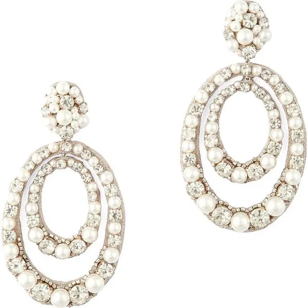 Deepa Gurnani Spencer Faux Pearl Drop Earrings - Silver