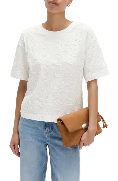 M&s Boxy Appliqué T-shirt - Soft White