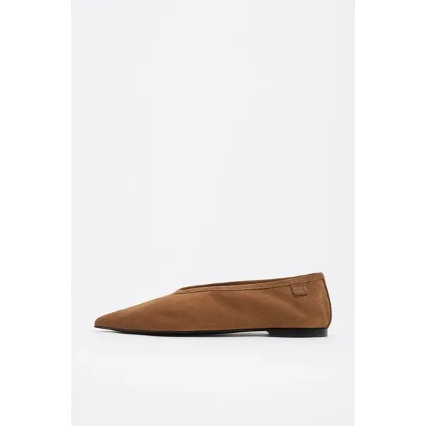 Bimba Y Lola Suede Pointed Toe Ballerina - Taupe