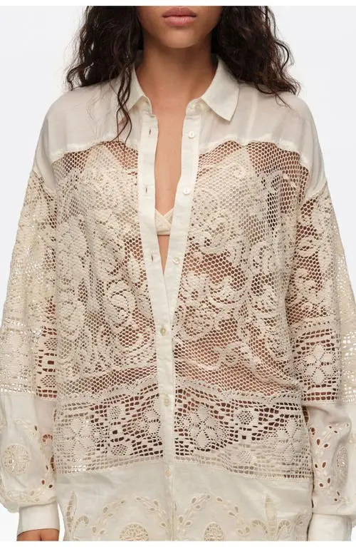 Bimba Y Lola Oversize Lace Patchwork Shirt