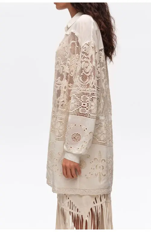 Bimba Y Lola Oversize Lace Patchwork Shirt