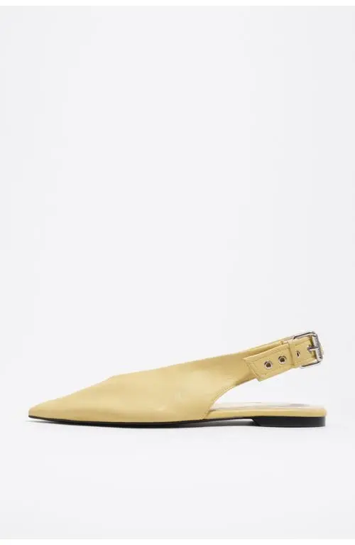 Bimba Y Lola Leather Slingback Pointed Toe Ballerina - Light Yellow