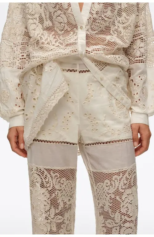 Bimba Y Lola Embroidered And Openwork Cotton Blend Trousers