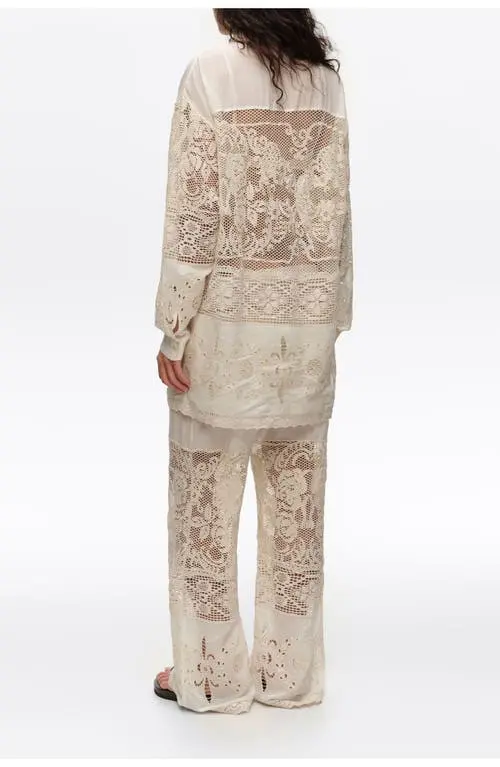 Bimba Y Lola Embroidered And Openwork Cotton Blend Trousers