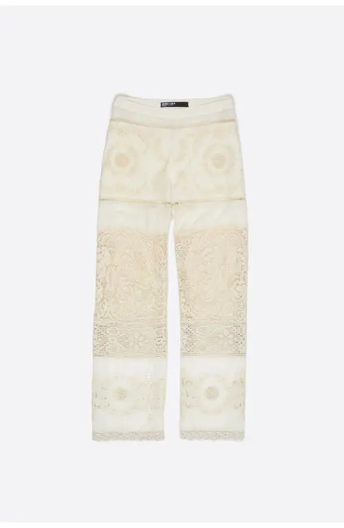 Bimba Y Lola Embroidered And Openwork Cotton Blend Trousers
