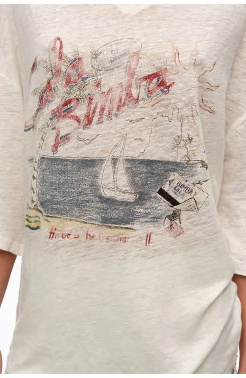 Bimba Y Lola Linen Graphic T-shirt