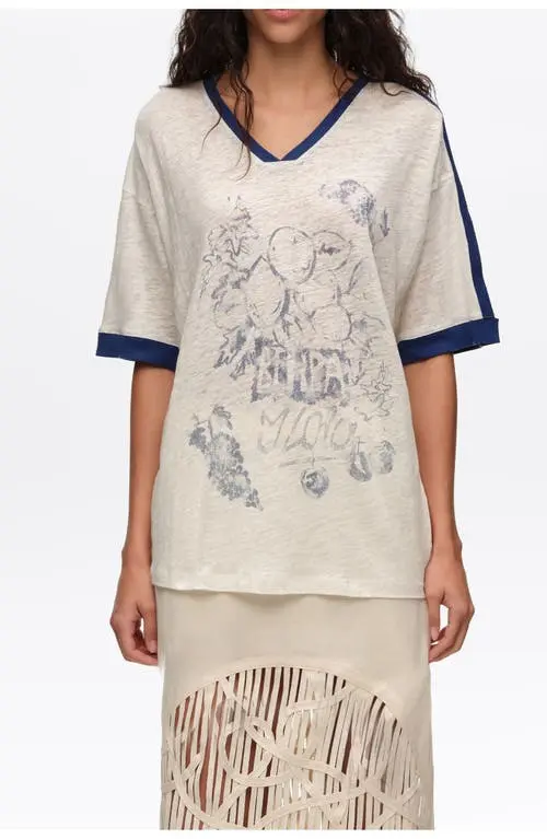 Bimba Y Lola Linen Fruit Logo T-shirt - Ivory
