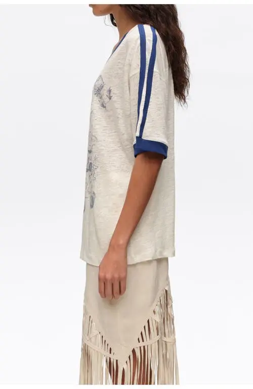 Bimba Y Lola Linen V-neck Fruit Logo T-shirt