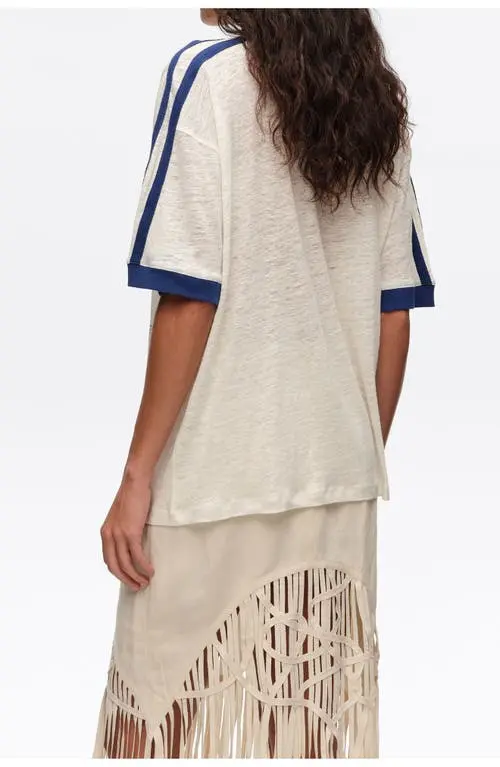 Bimba Y Lola Linen V-neck Fruit Logo T-shirt