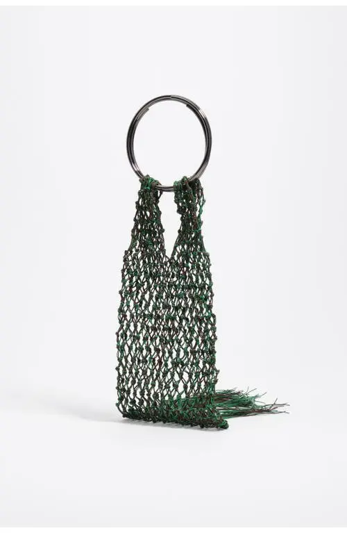 Bimba Y Lola Woven Leather Shoulder Bag With Hoop Handles