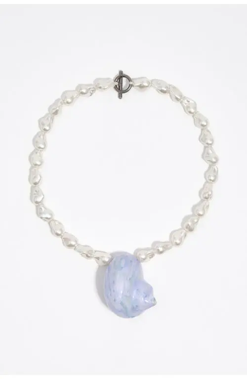 Bimba Y Lola Pearl And Enameled Seashell Necklace - Blue