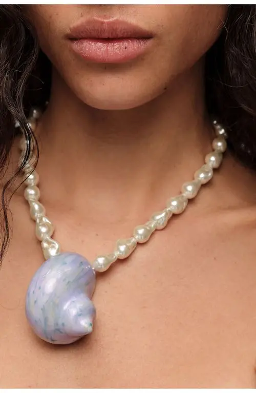 Bimba Y Lola Pearl And Enameled Seashell Necklace