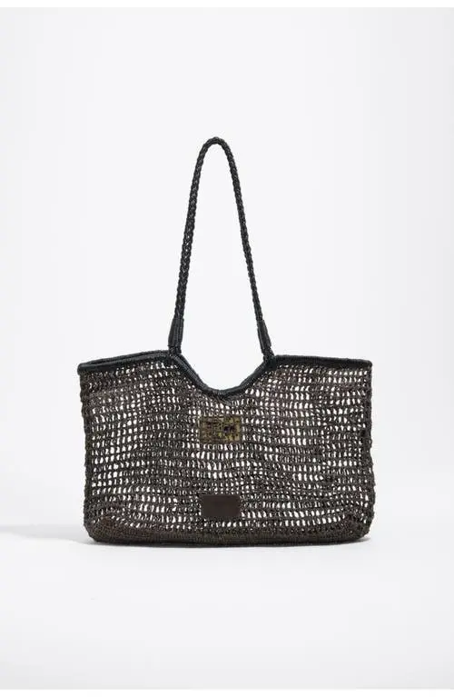 Bimba Y Lola Raffia Shopper Bag - Chocolate