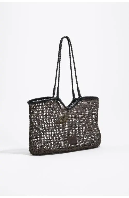 Bimba Y Lola Raffia Shopper Bag - Chocolate