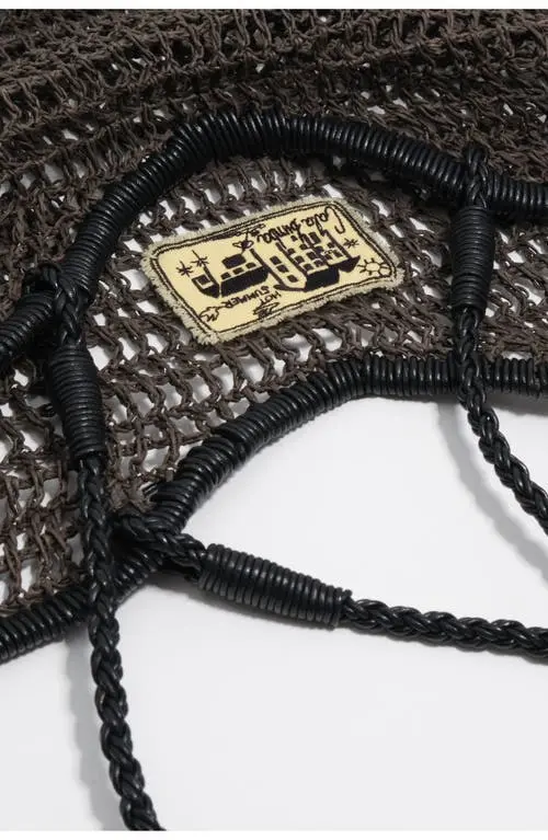 Bimba Y Lola Raffia Shopper Bag - Chocolate