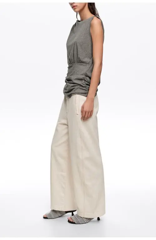 Bimba Y Lola Barrel Cut Jeans In Cotton And Linen Blend
