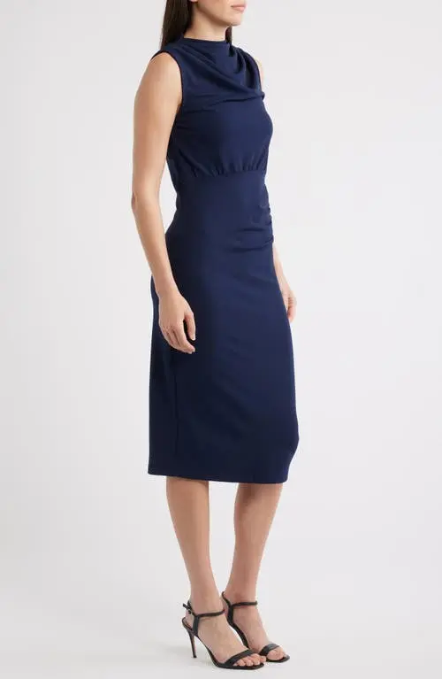 NIKKI LUND Kim Drape Sleeveless Pencil Dress
