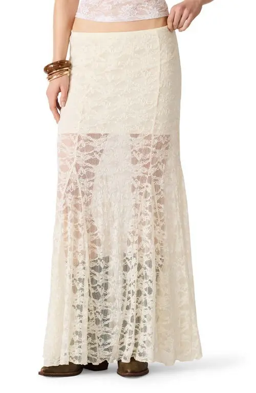 Steve Madden Mirabel Embroidered Lace Maxi Skirt - Cream
