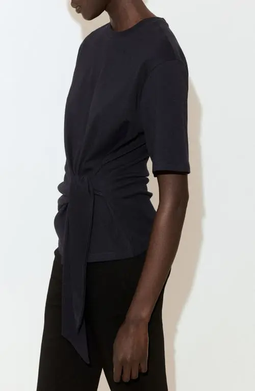 Mango Side Tie Stretch Cotton T-shirt