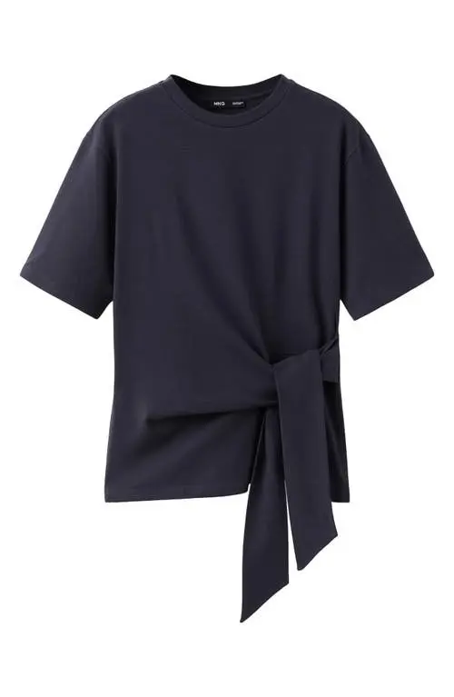 Mango Side Tie Stretch Cotton T-shirt