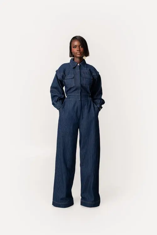 OFUURE Jakki Jumpsuit Transformative With Wide Leg Silhouette - Denim