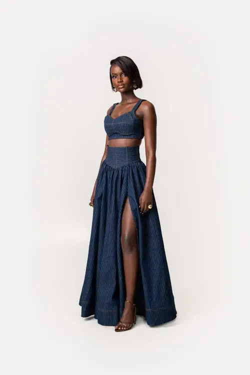 OFUURE Dani Maxi Skirt In Pinstriped