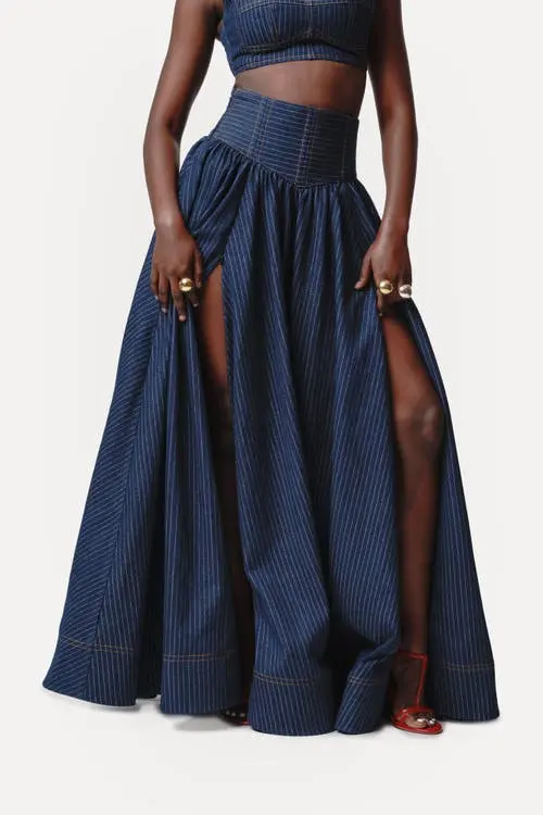 OFUURE Dani Maxi Skirt In Pinstriped