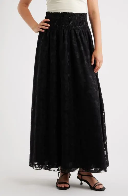 NIKKI LUND James Floral Lace Maxi Skirt - Black