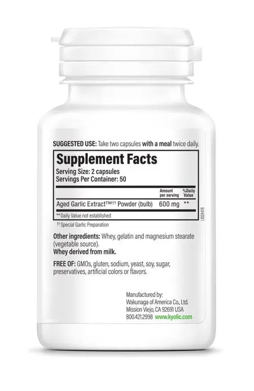 KYOLIC Aged Garlic Extract Formula 100, Cardiovascular Health, 100