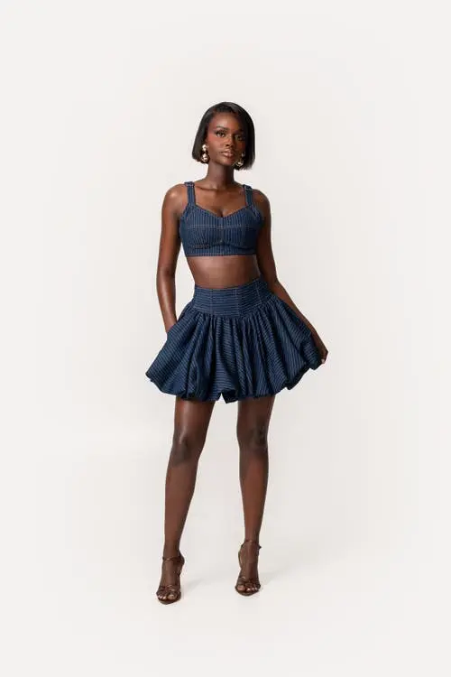 OFUURE Serena Crop Top In Pinstripe - Denim