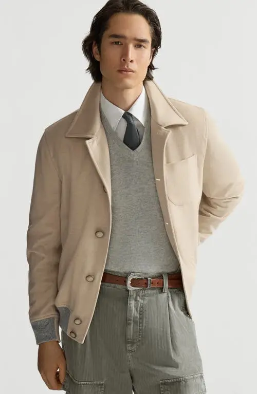 Brunello Cucinelli Lightweight Virgin Wool Cloth Shirt Jacket