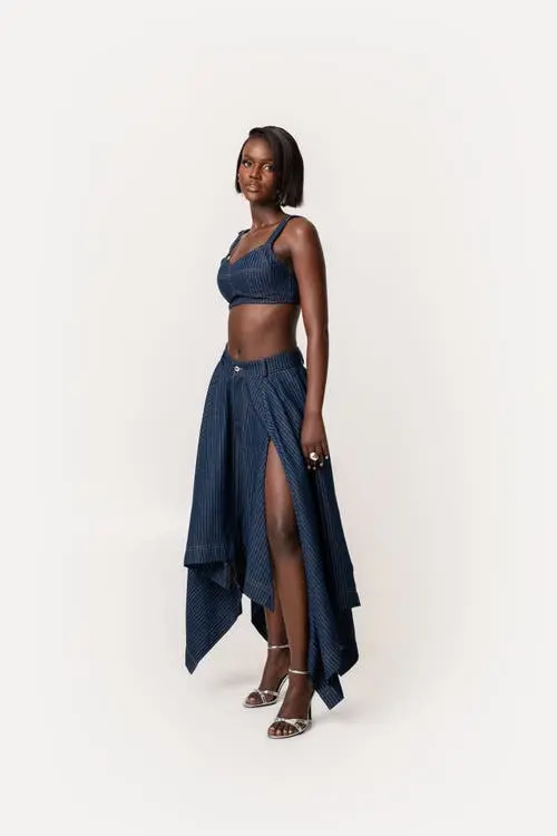 OFUURE Sabina Handkerchief Skirt In Pinstripe