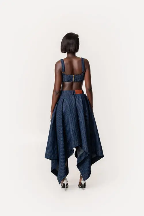 OFUURE Sabina Handkerchief Skirt In Pinstripe