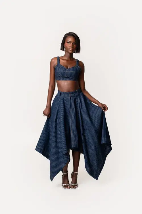 OFUURE Sabina Handkerchief Skirt In Pinstripe