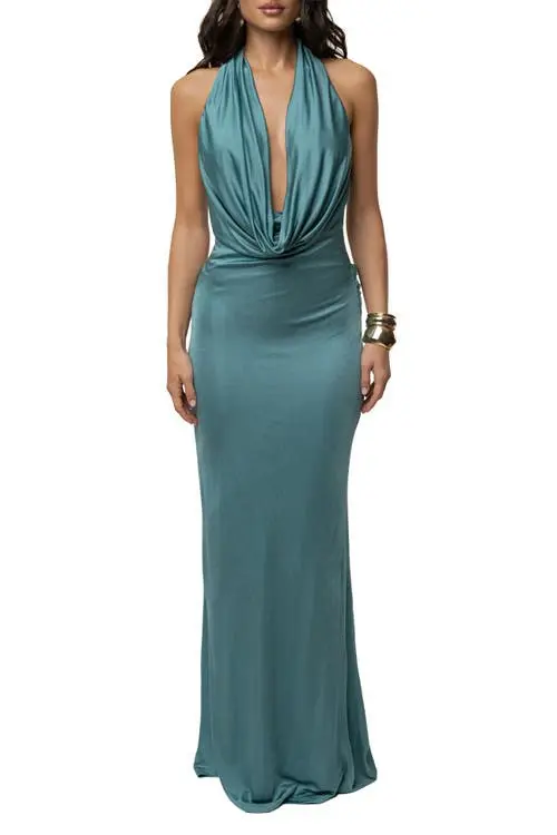 JLUXLABEL Lunara Cowl Maxi Dress - Teal