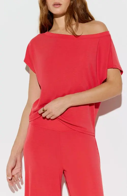 Spiritual Gangster Asha Off-the-shoulder Jersey Top - Sunset Red