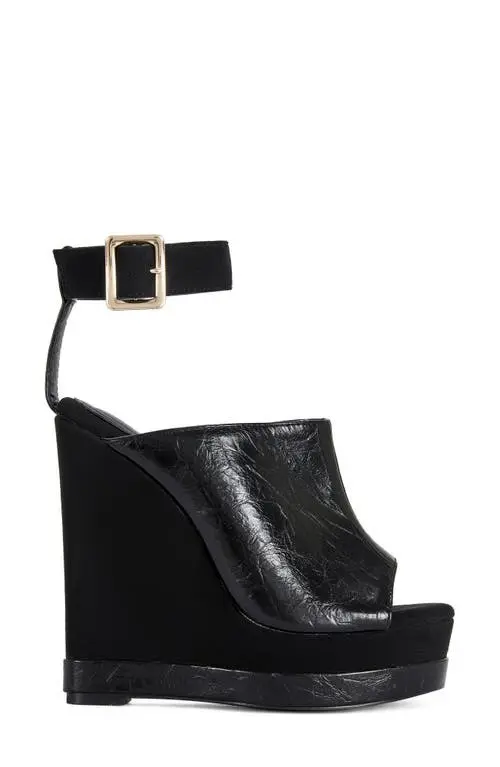 AZALEA WANG Tana Platform Ankle Strap Sandal - Black