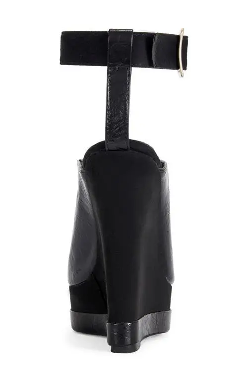 AZALEA WANG Tana Platform Ankle Strap Sandal - Black