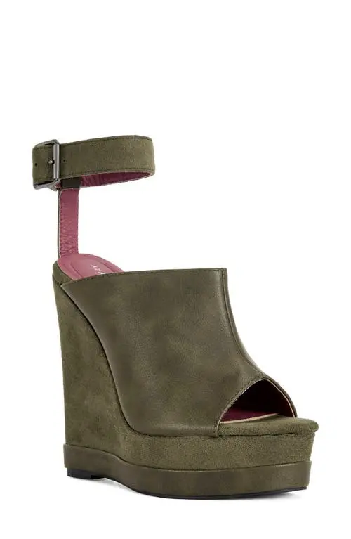 AZALEA WANG Tana Platform Ankle Strap Sandal - Olive
