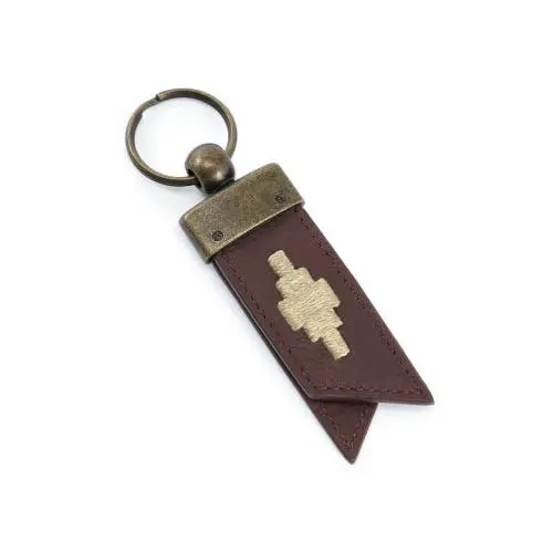 PAMPEANO Juntos Origami Leather Keyring - Brown/cream