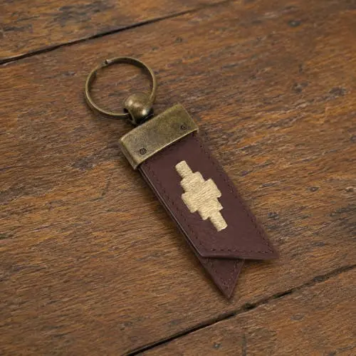 PAMPEANO Juntos Origami Leather Keyring - Brown/cream