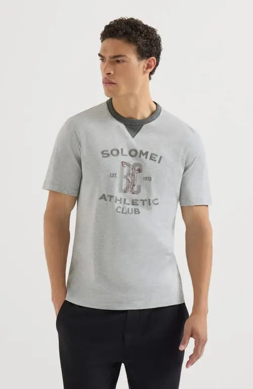 Brunello Cucinelli Cotton Jersey Crew Neck T-shirt With Print - Grey