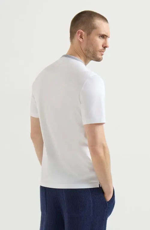 Brunello Cucinelli Cotton Jersey Crew Neck T-shirt With Print - White