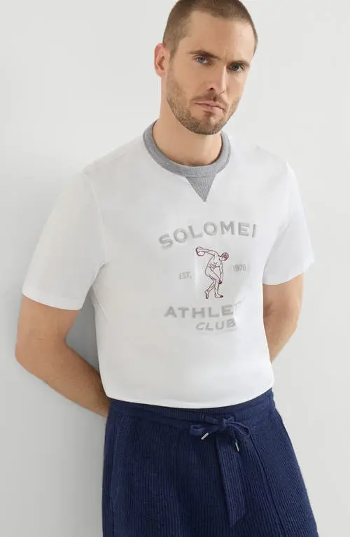 Brunello Cucinelli Cotton Jersey Crew Neck T-shirt With Print - White