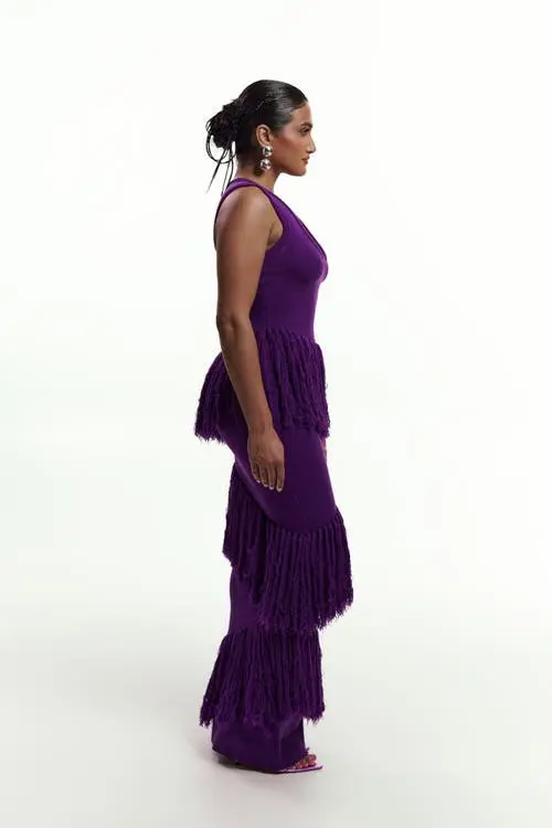 OFUURE Embellished Fringe Maxi Dress