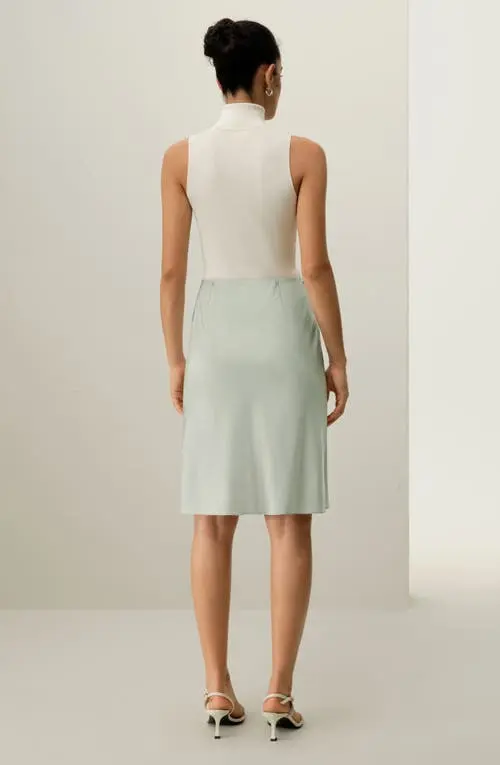 Lilysilk Stretchy Charmeuse Silk Bias Cut Skirt - Silver Sage