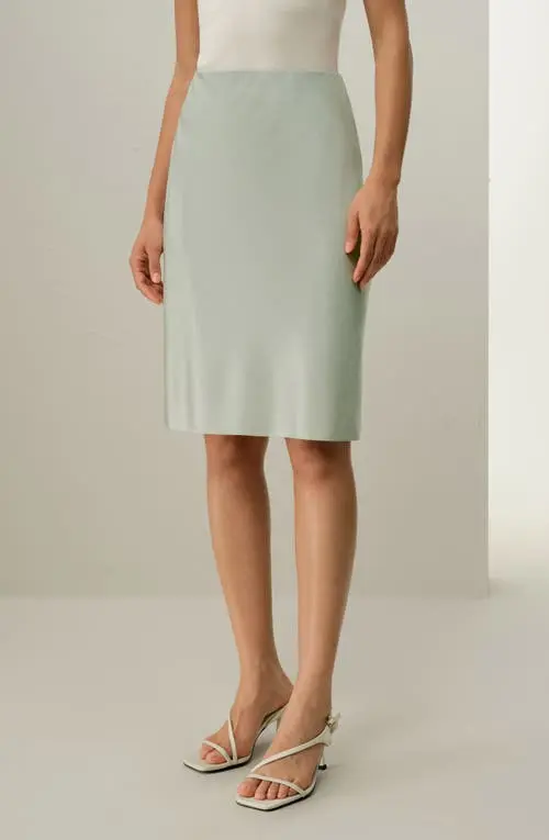 Lilysilk Stretchy Charmeuse Silk Bias Cut Skirt - Silver Sage